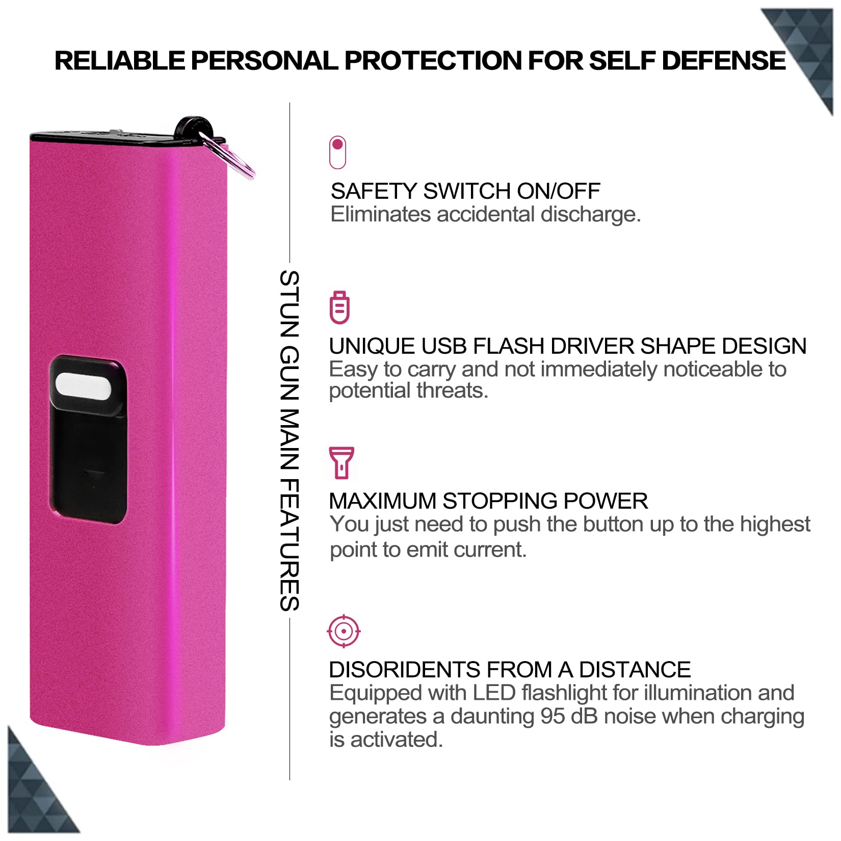 Buy AIMHUNTER 10 Million Volt Micro Stun Gun Keychain Mini Stun Gun for ...