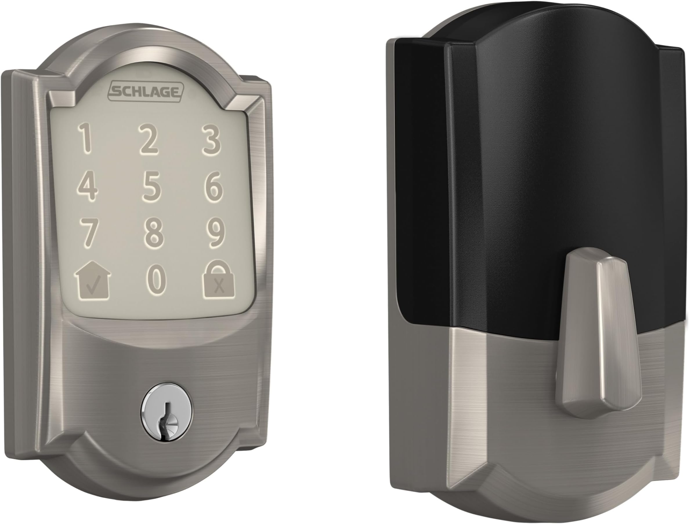 Schlage Encode Smart Wi-Fi Deadbolt with Camelot Trim in Satin Nickel ...