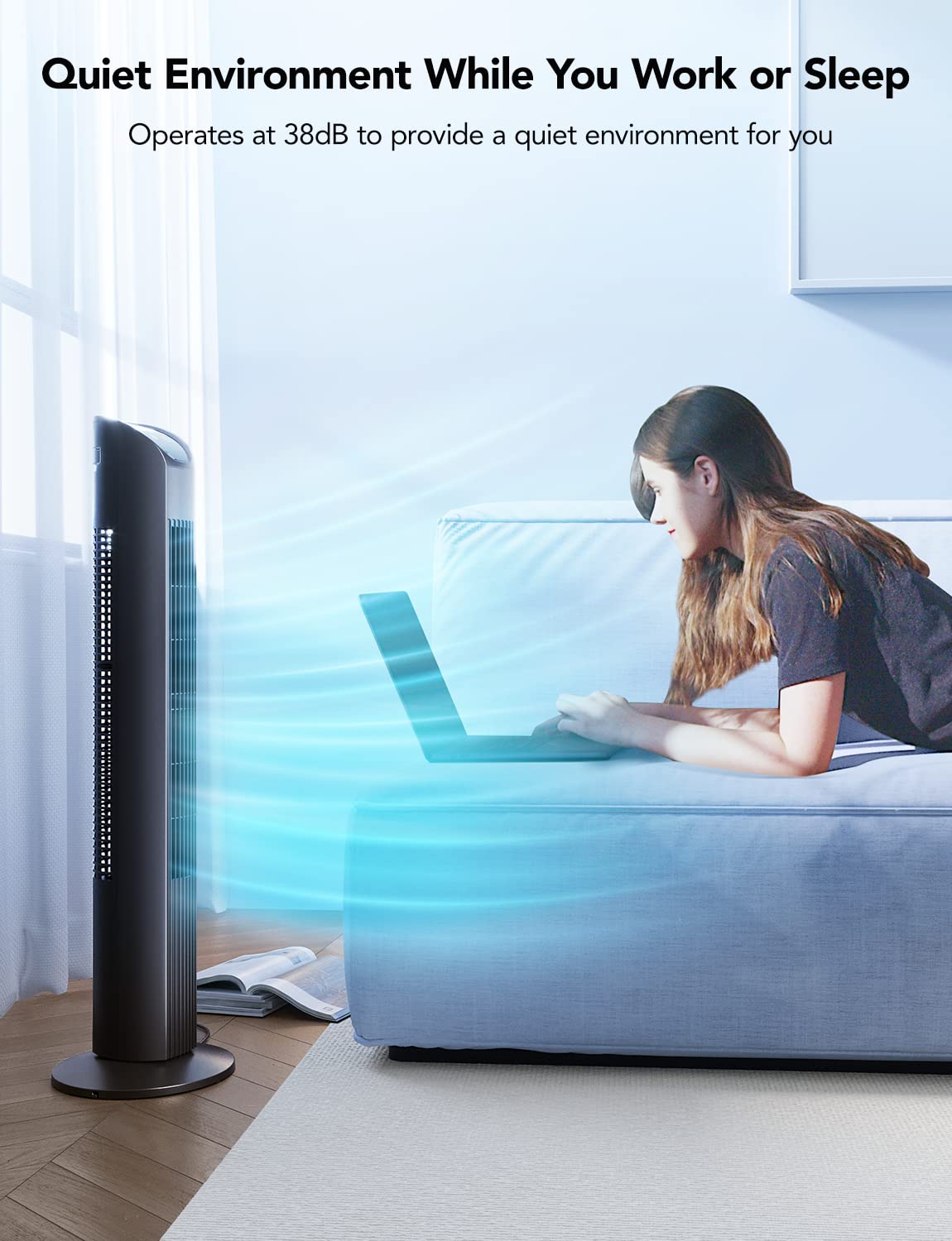 Govee 36 Inch Tower Fan with WiFi App Control, Smart Fans with 8 Fan ...