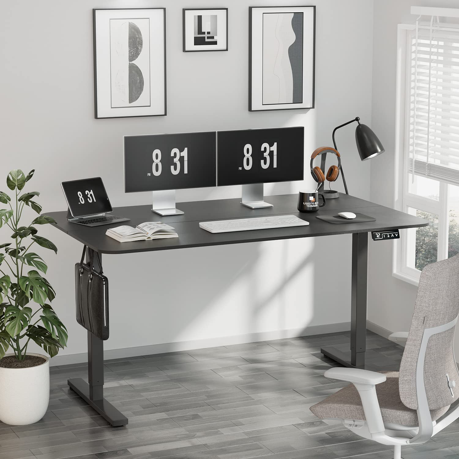 Snapklik.com : Shahoo Electric Height Adjustable Standing Desk Large 55 ...