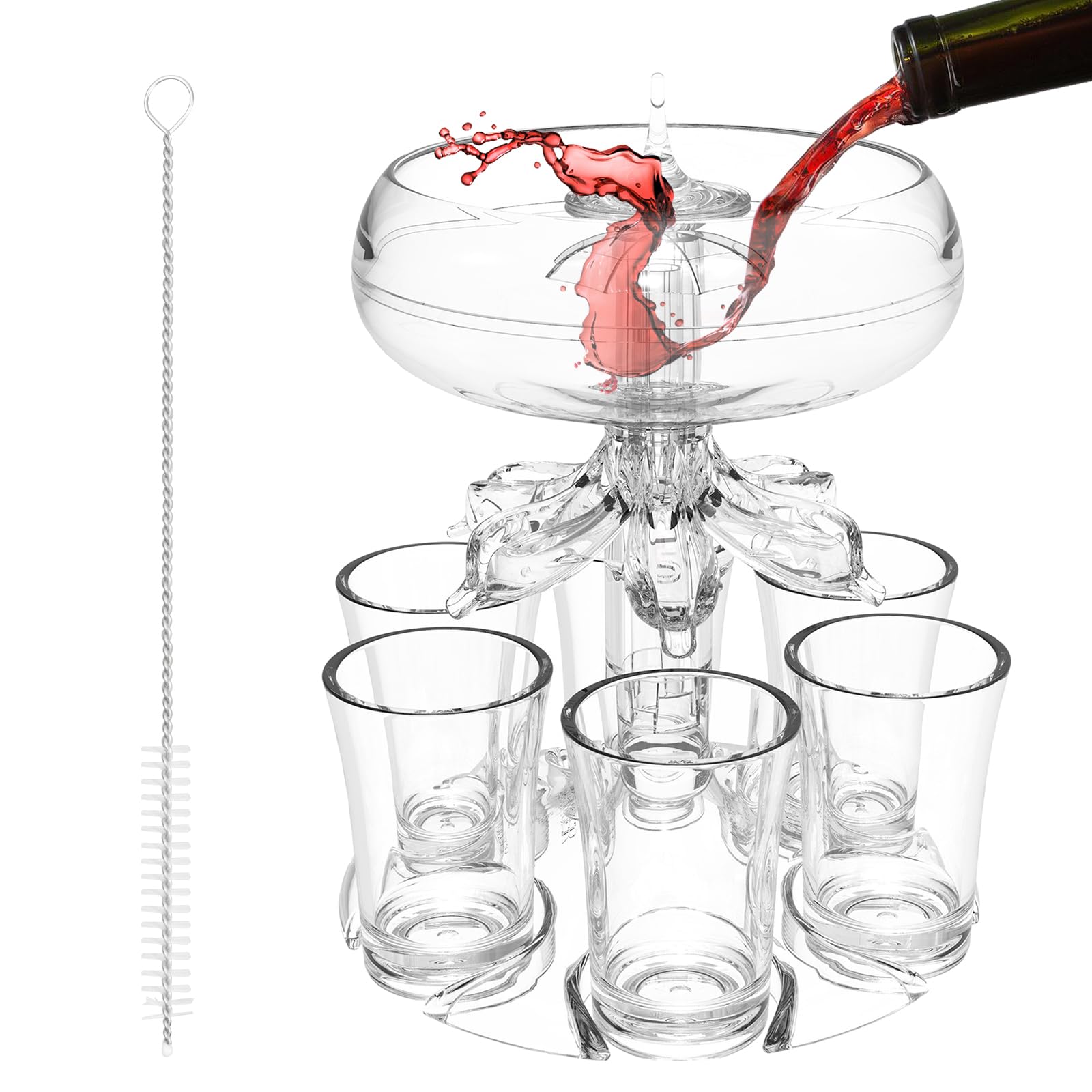 Pagezol Party Drink Dispenser Clear with 6 Shot Glass Dispenser and ...