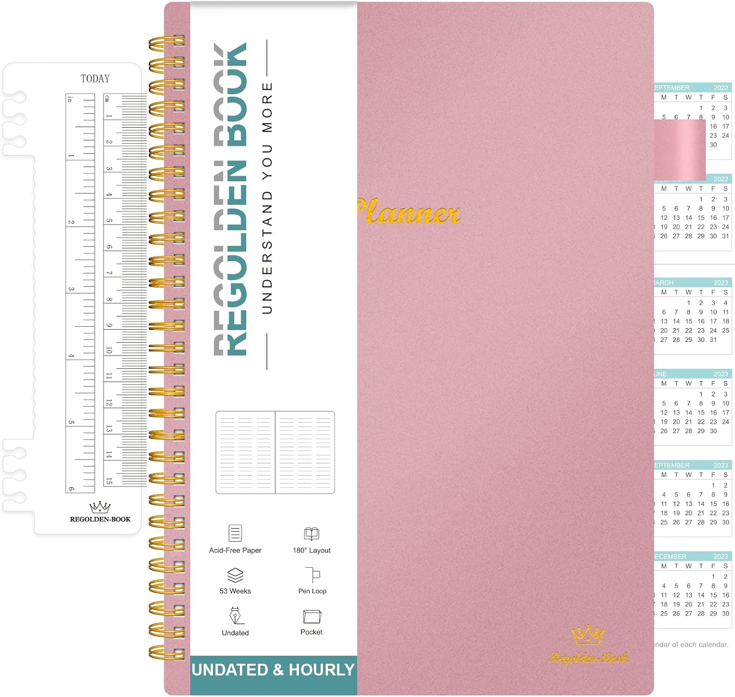 Regolden-Book Weekly Schedule Planner Undated Hourly Appointment Book ...