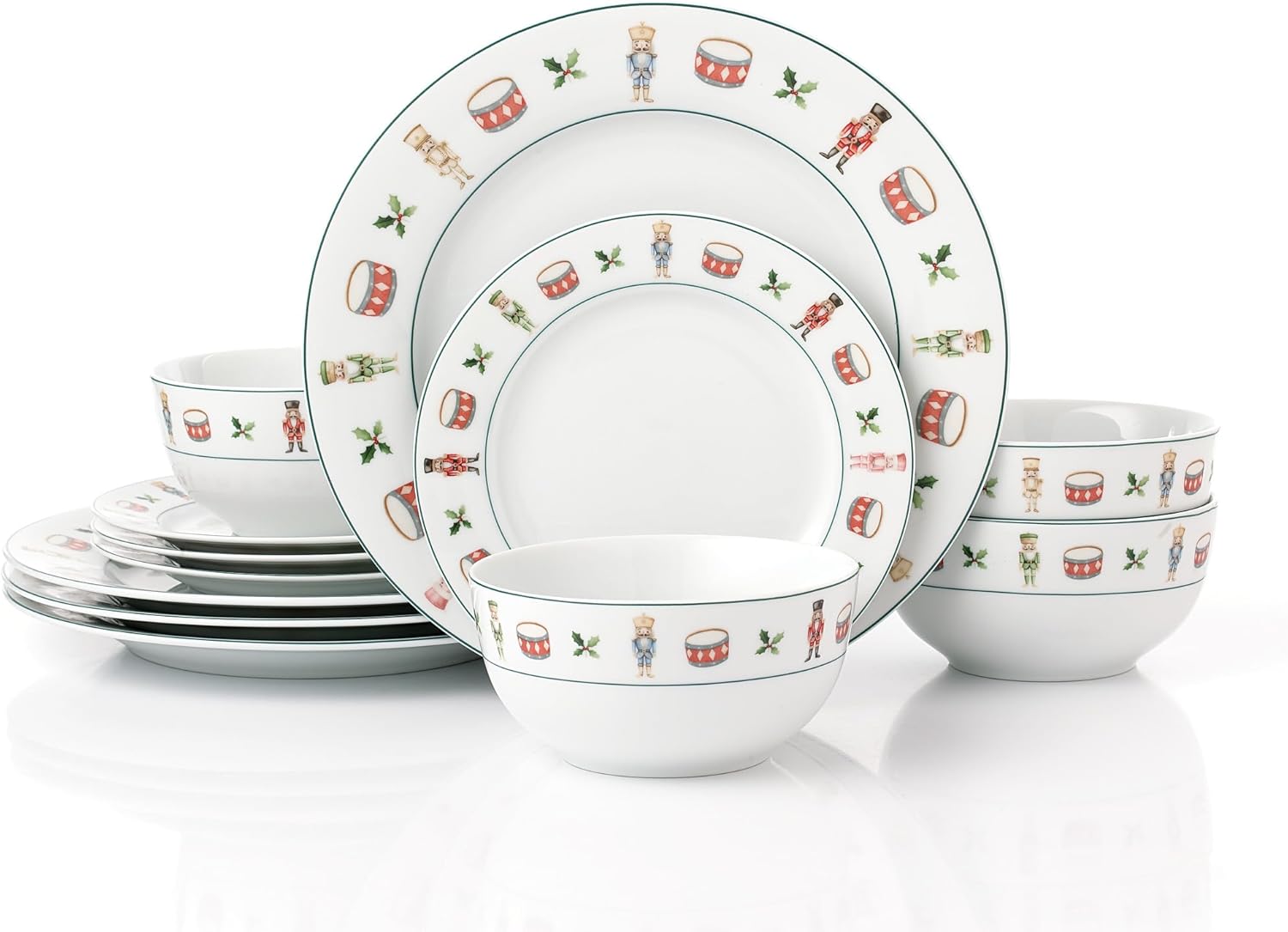 Christmas Nutcracker Porcelain Dinner Set, 12 Pieces : Amazon.co.uk ...