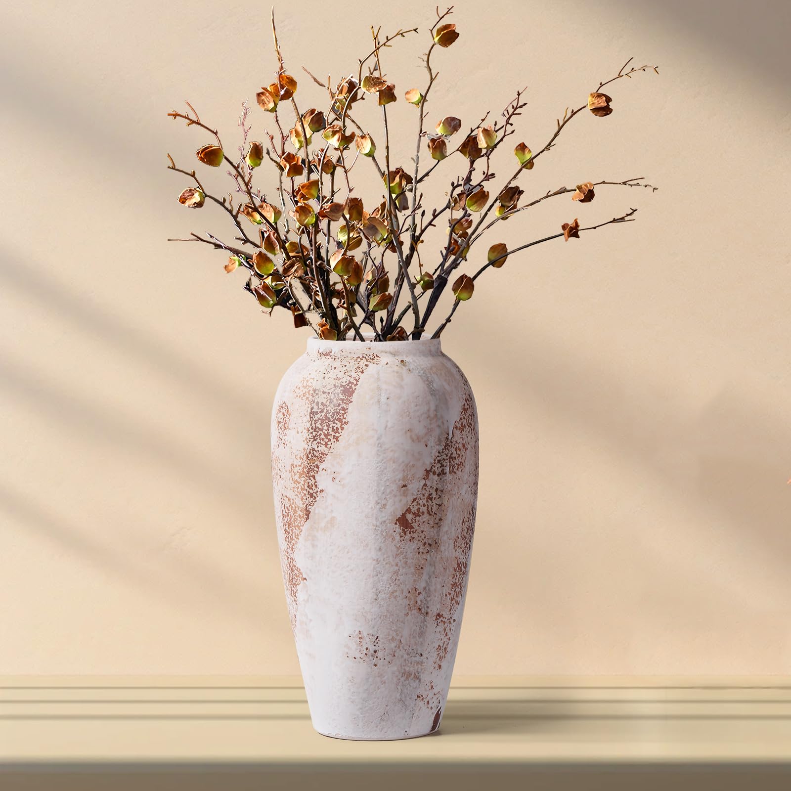 Amazon.com: Large Rustic Vase for Flowers,10'' White Farmhouse Ceramic ...