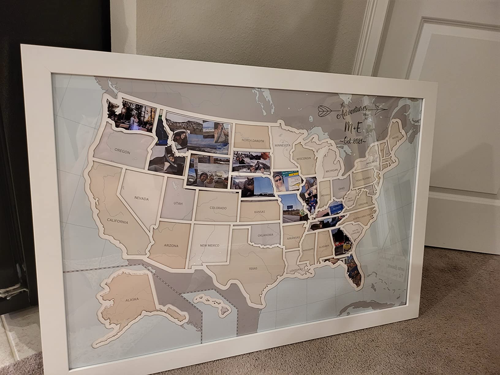 $27/mo - Finance Personalized 50 States USA Photo Map - Frame Optional ...