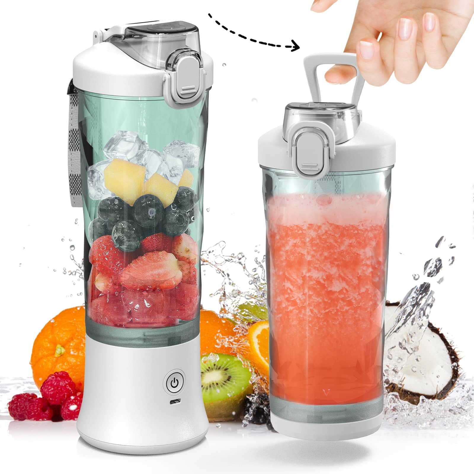 Amazon.com: YIUOKAEI Portable Blender Personal Blender - Kitchen 21oz ...