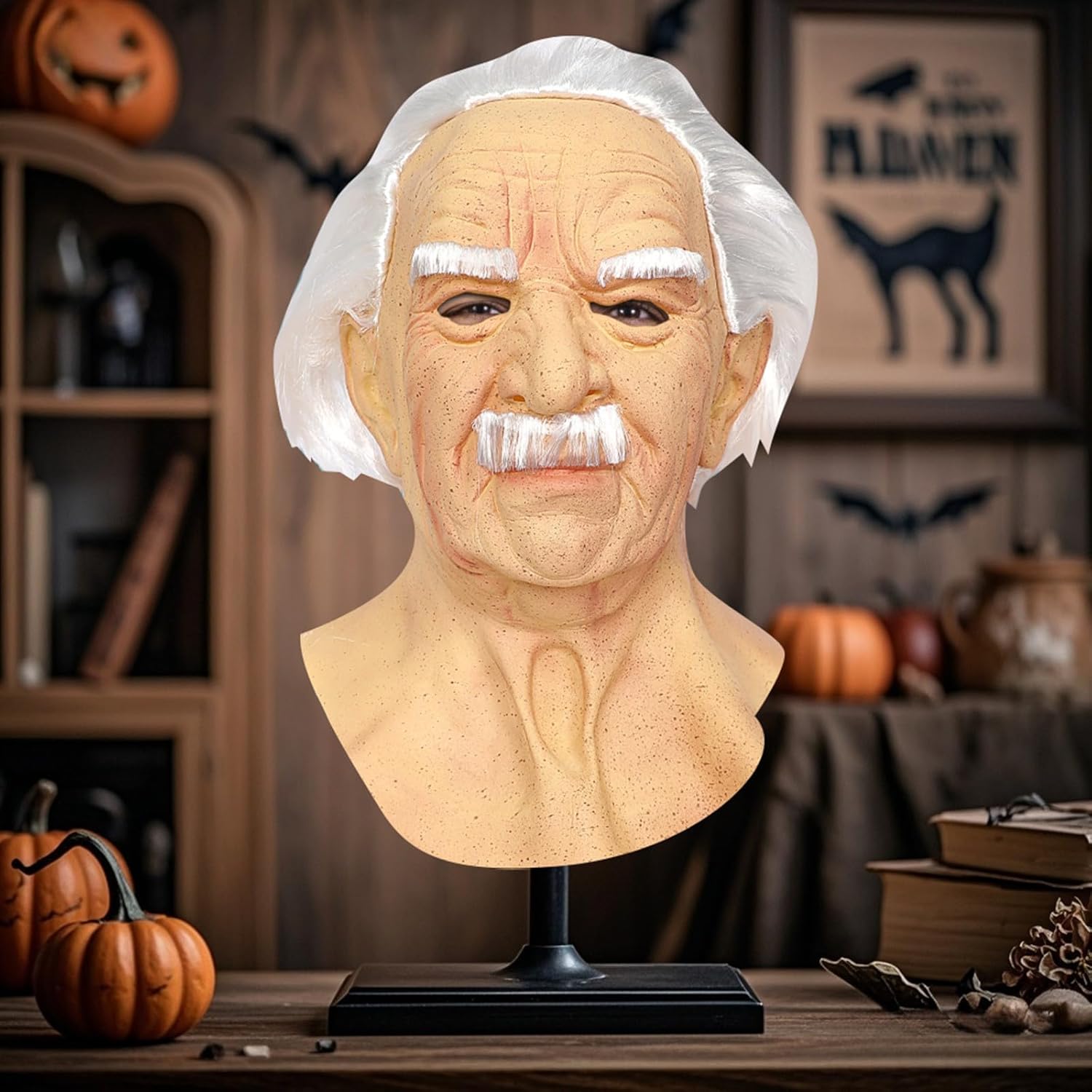 Amazon.com: Realistic Old Man Mask Visible Latex Mask Full Head Cover ...