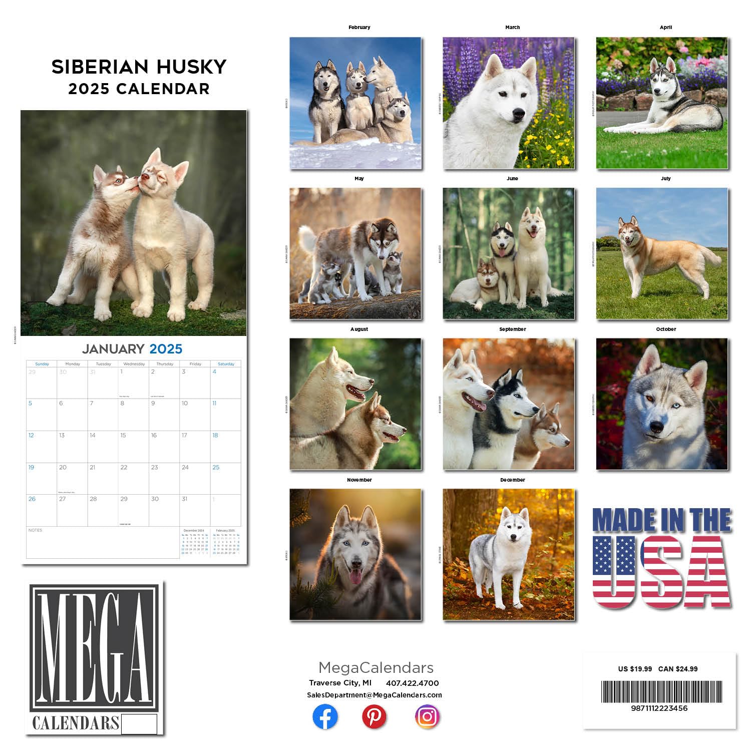 Snapklik.com : 2025 Siberian Husky Calendar - Dog Breed Wall Calendar ...