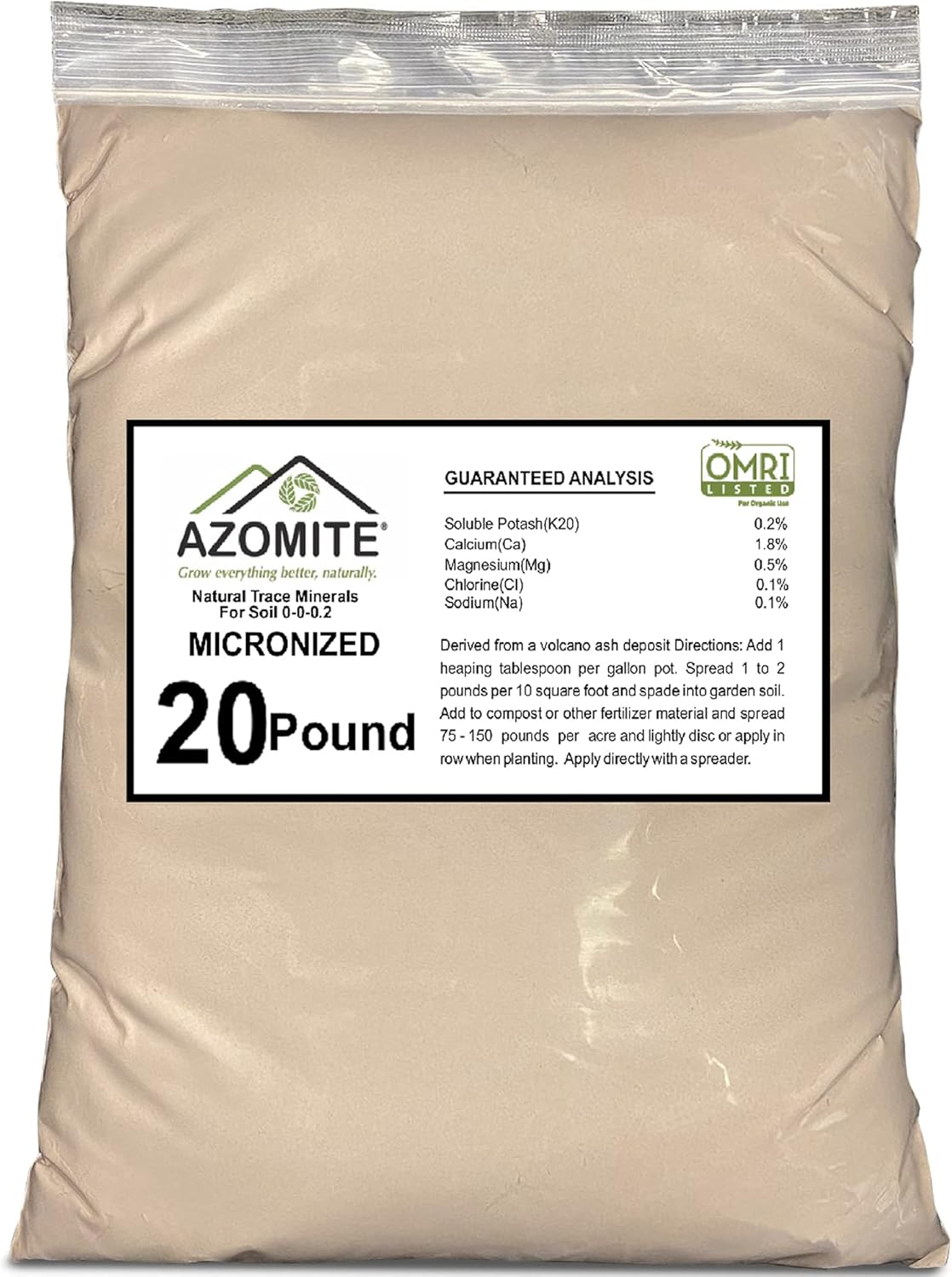 Amazon.com : Azomite Organic Micronized Trace 0-0.2 Fertilizer Bulk Bag ...