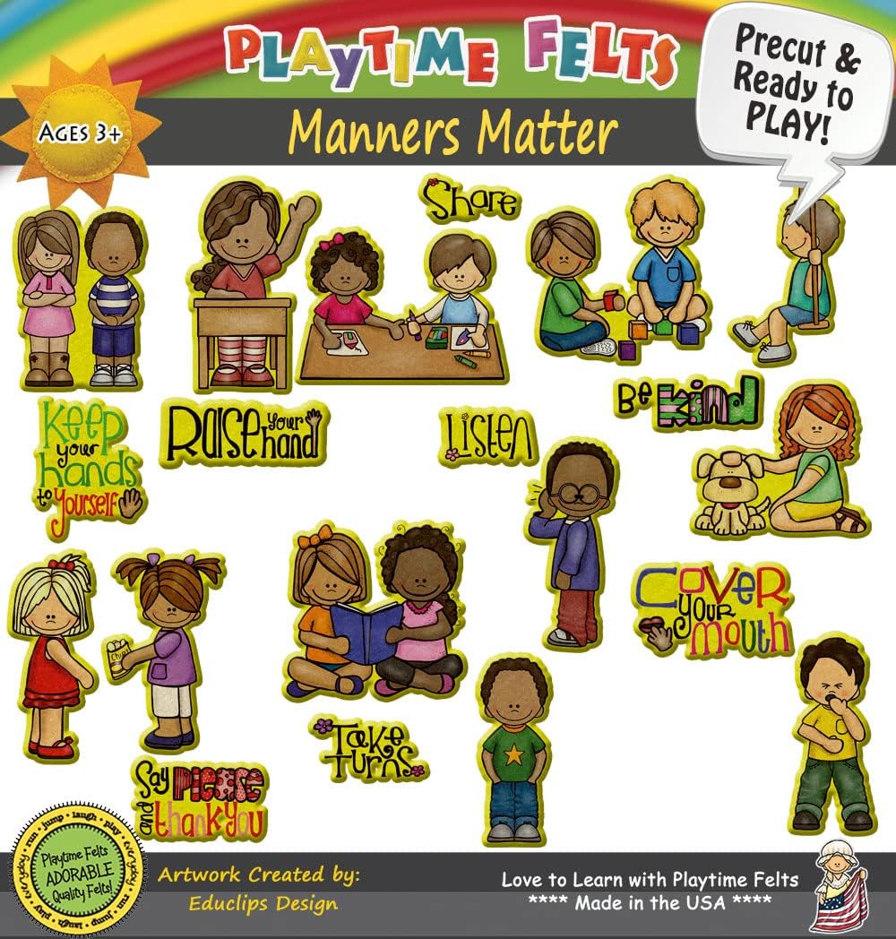 Amazon.com: Manners Matter | 18 PRECUT & READY TO PLAY Felt Figures for ...