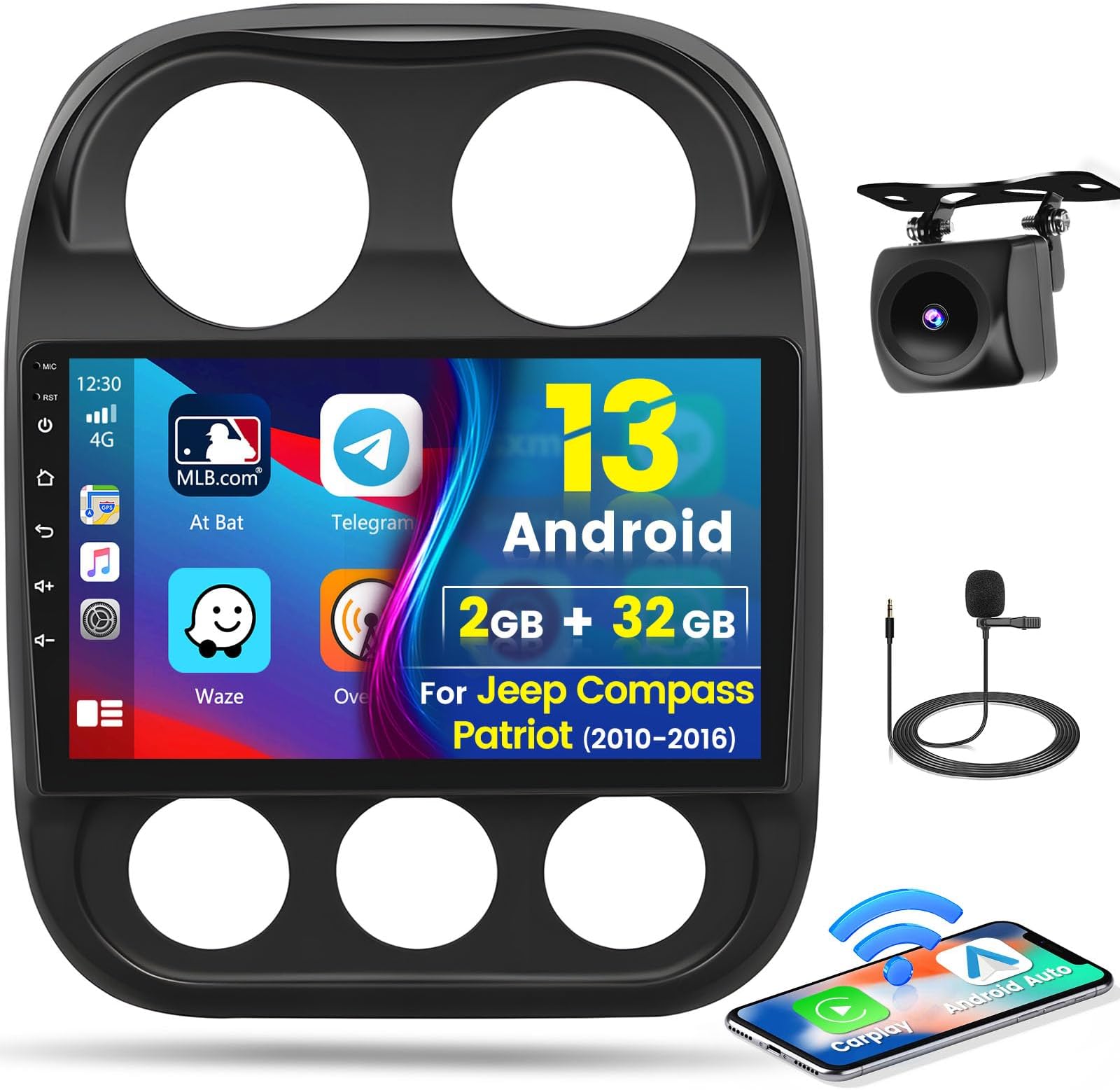 Amazon.com: 2+32G 10.1 inch Android Car Stereo for Jeep Patriot Compass ...