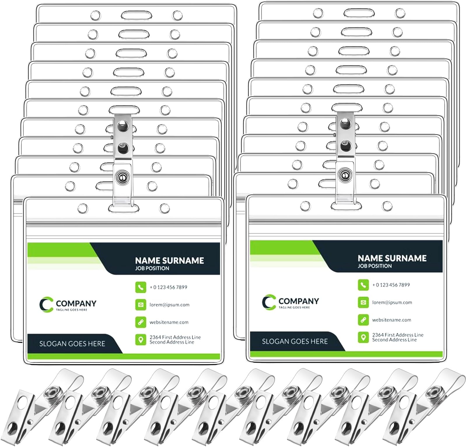 Amazon.com : 120 Sets Name Tags Holder with Clips, Clear Name Tags ...