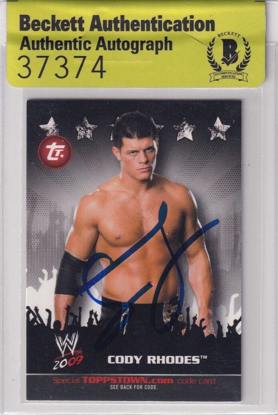 Cody Rhodes Signed 2009 Topps Town WWE Card #TT6 BAS COA New Japan Pro ...