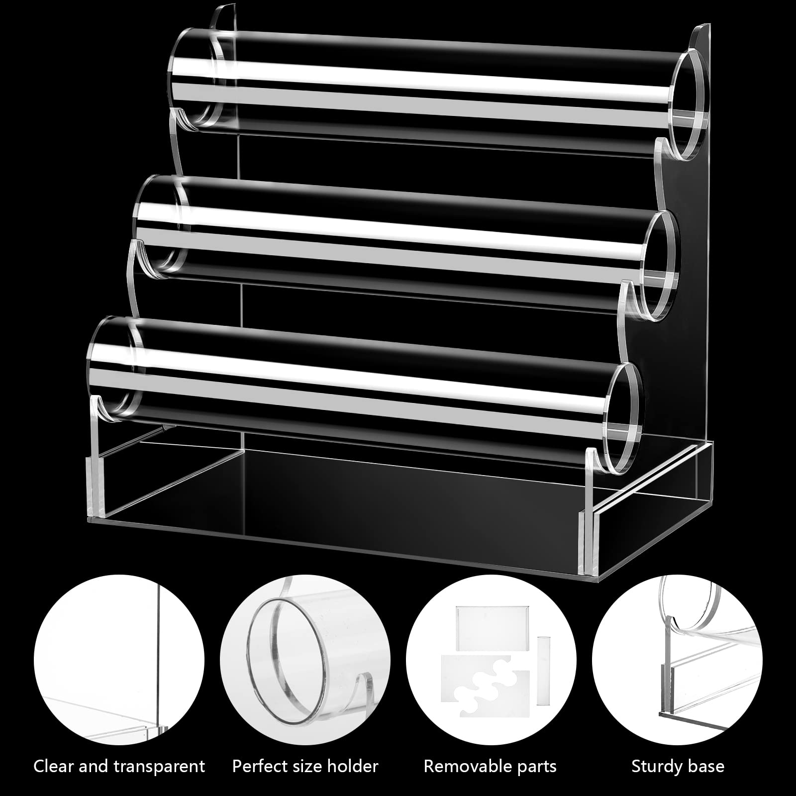 Clear Acrylic Bracelet Holder with 3 Tier Racks, Jewelry Organizer ...