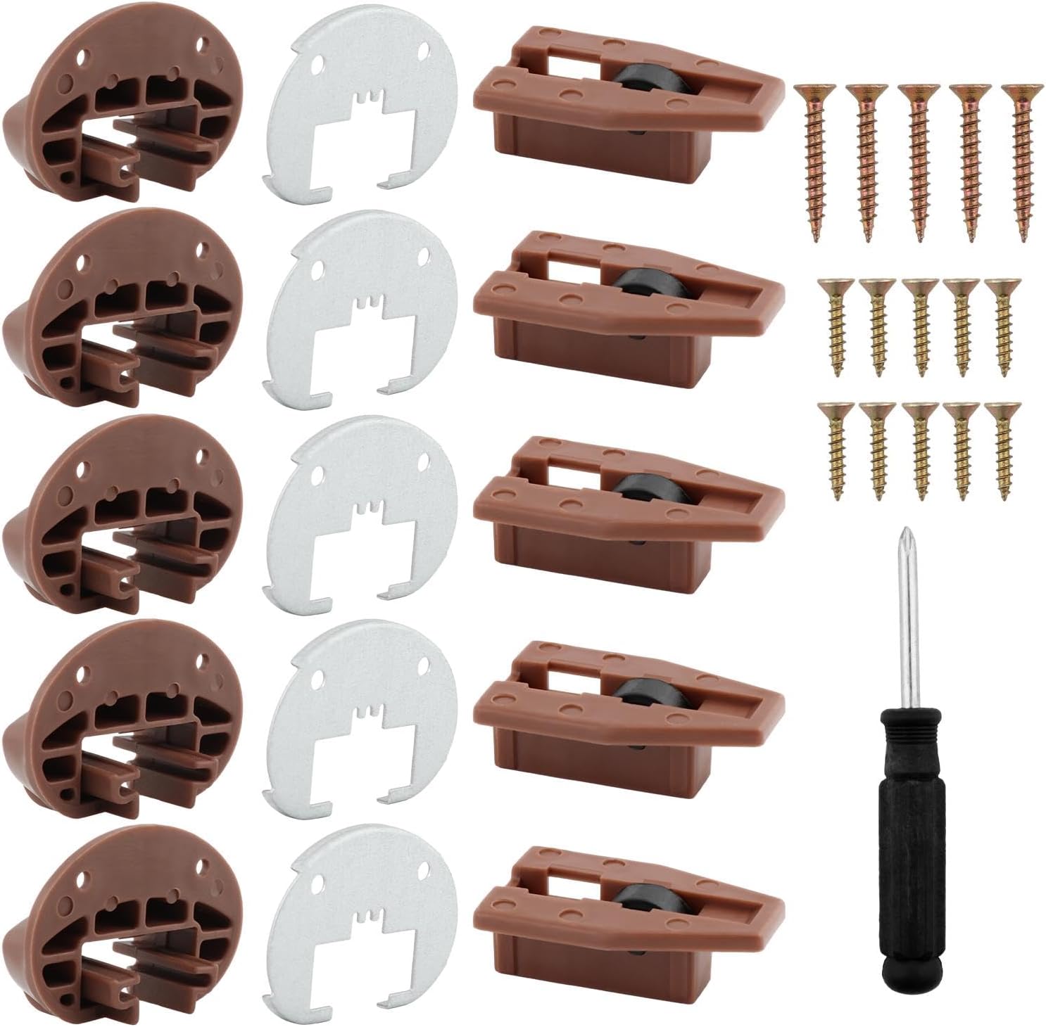 5 Set of Drawer Guide Kit with Metal Black Plate and Drawer Stop with ...