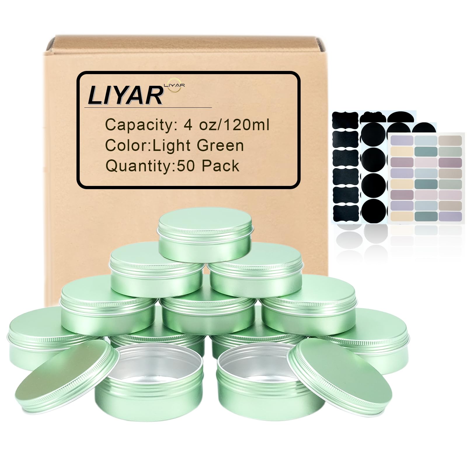 Amazon.com: LIYAR 4oz Tins with Lids 50 Pack Aluminum Tins Container ...
