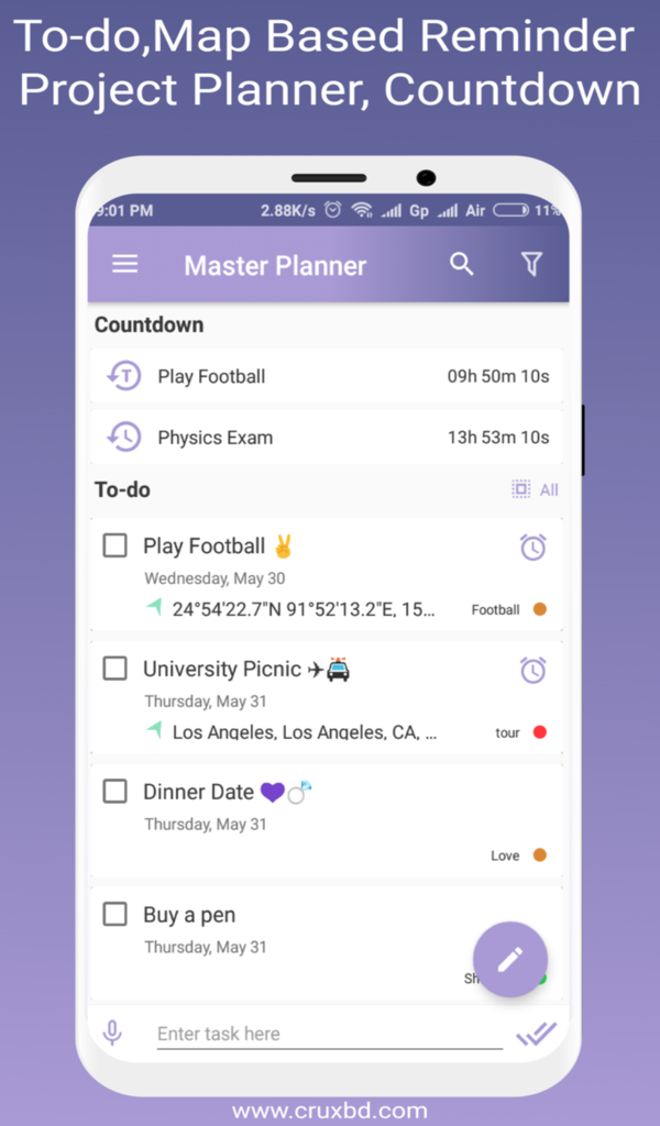 Master Planner :Todo, Location Based Reminder, Card type Task Planner ...