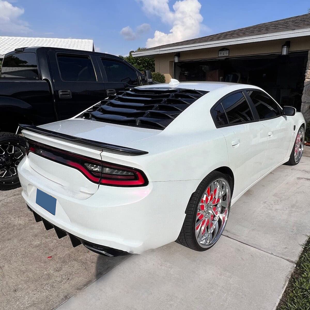 HECASA Rear Window Windshield Louver Cover Vent BLK For 2011-2023 Dodge ...