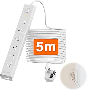 HEYMIX 5M Power Strip, Surge Protector With 6 Outlets, Long Extension Cord, 710 Joule 2400W High ...