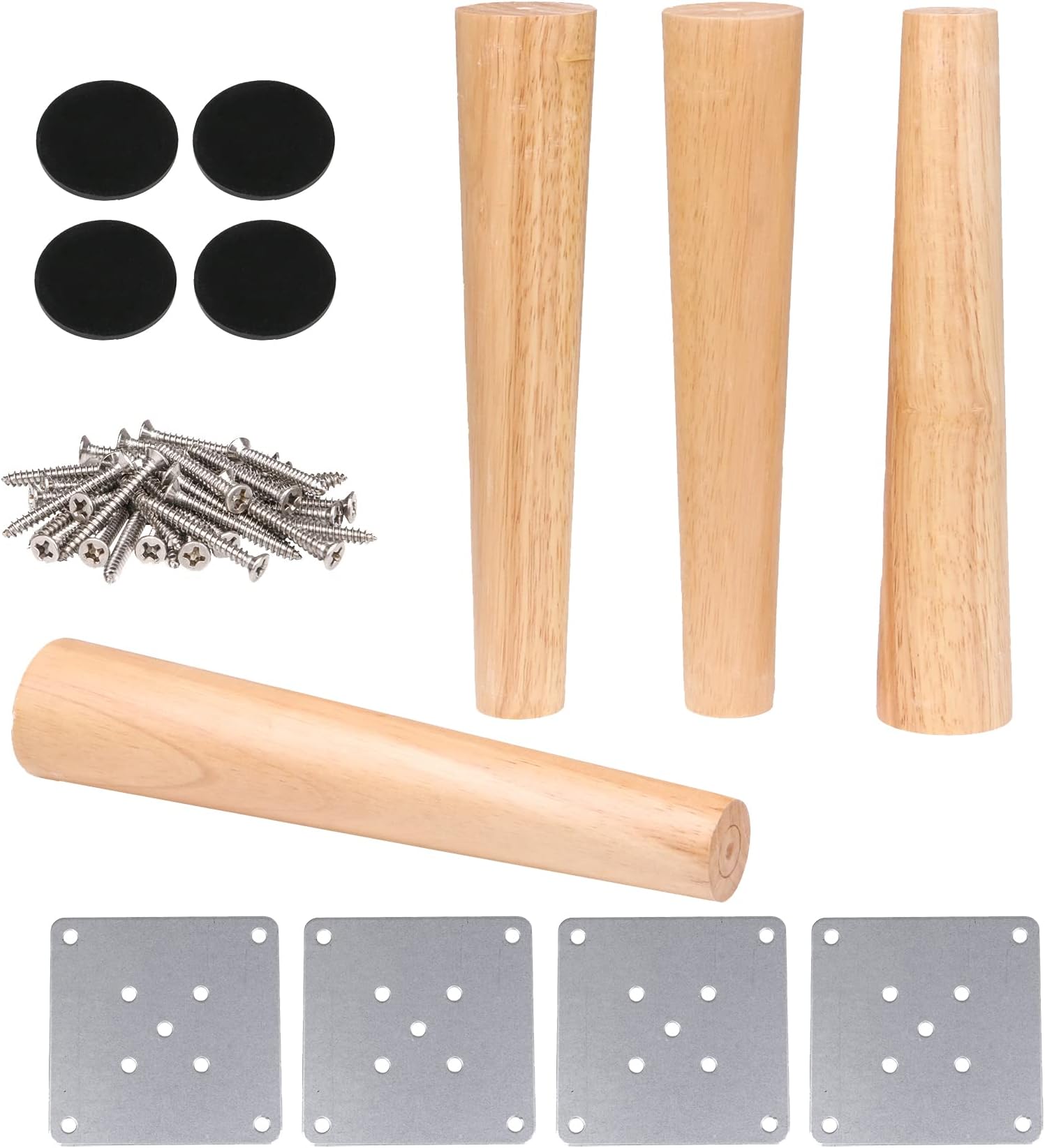 12 Inch 4PCS Sofa Legs Wood Color Tapered Reliable Wood Furniture ...