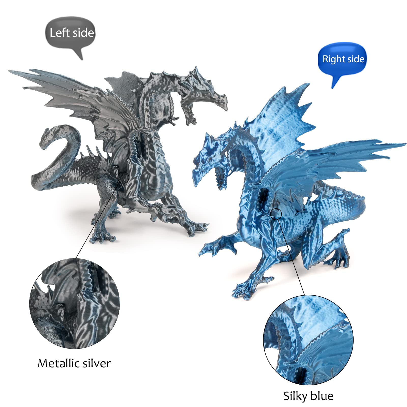 Snapklik.com : Silk PLA Filament 1.75mm, Dual Color Co-Extrusion Blue ...