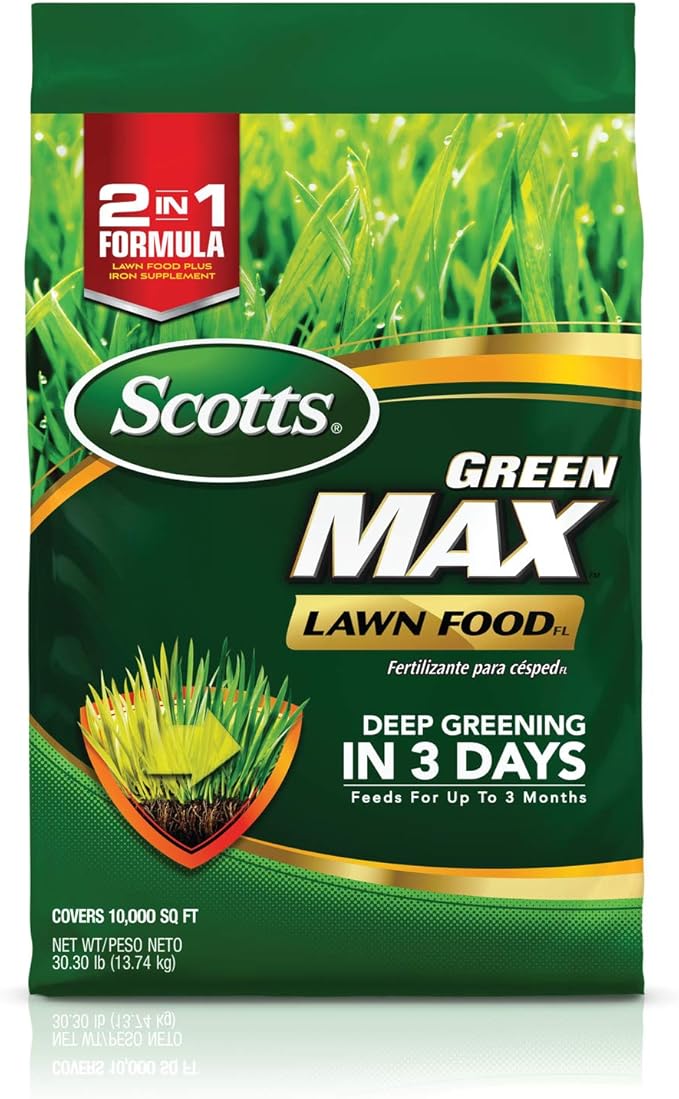 Amazon.com : Scotts Green Max Lawn FoodFL, Lawn Fertilizer Plus Iron ...