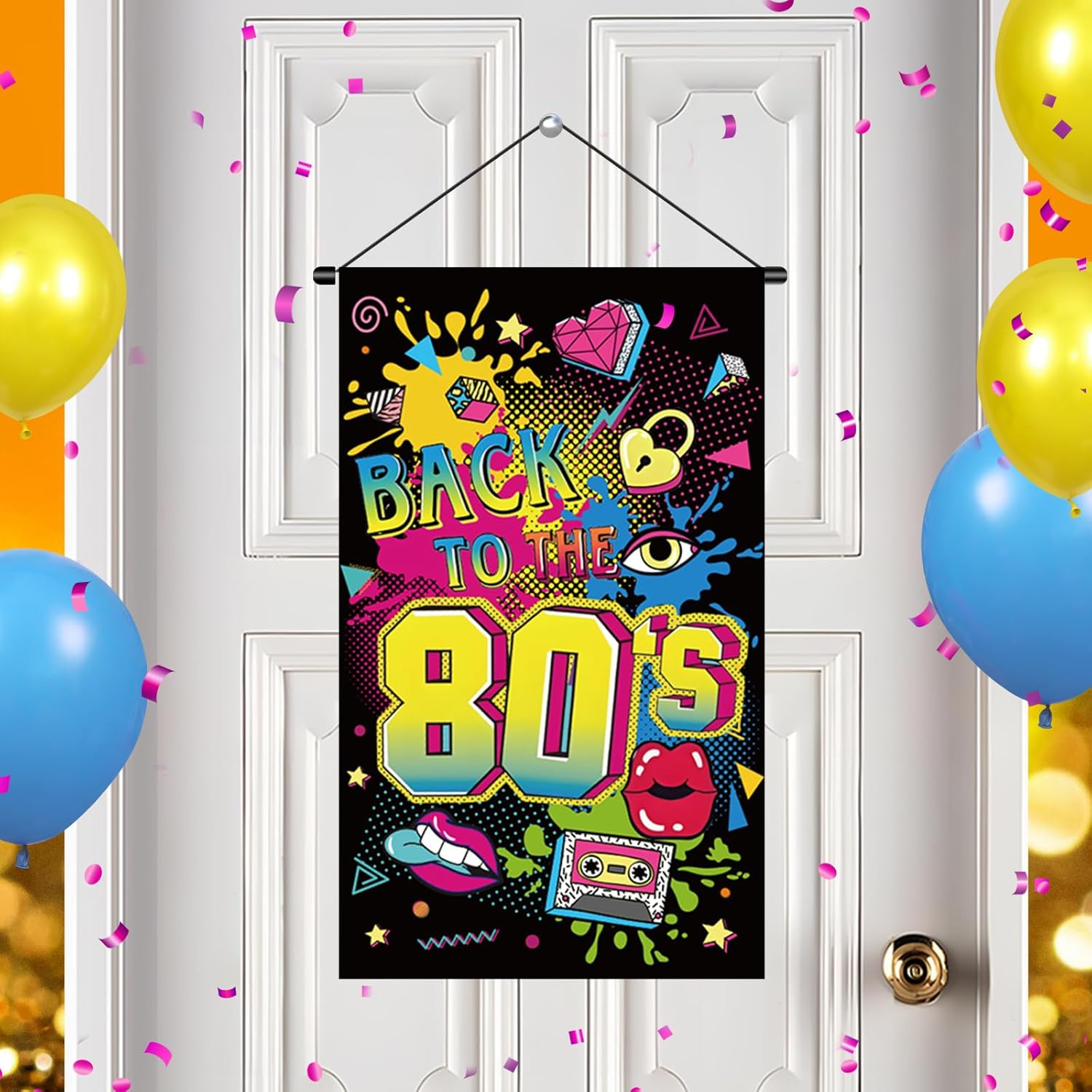 Amazon.com: 80s Party Decorations Back to The 80s Door Sign Banner ...