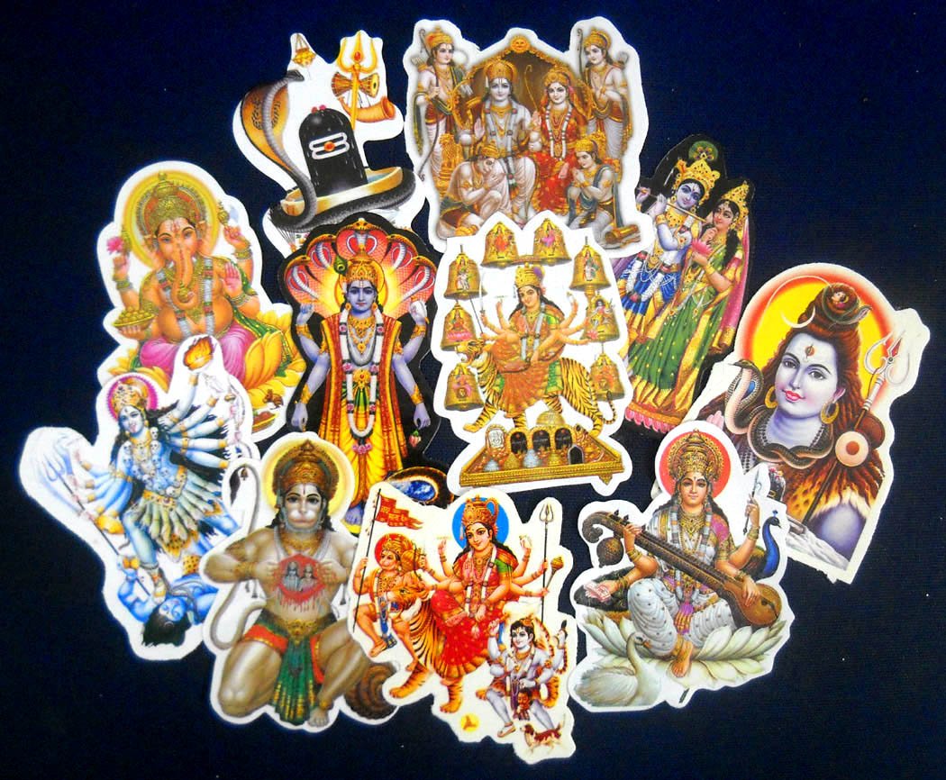 Wholesale lot of 10 Small Hindu Gods stickers (Size - 4 inches Aprox ...
