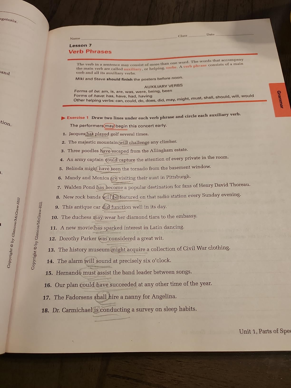 Grammar and Language Workbook, Grade 10 (Glencoe Language Arts ...