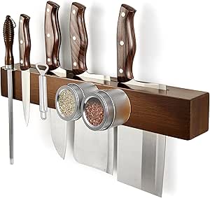 Barra magnetica per coltelli, porta coltelli da parete, in legno, per ...