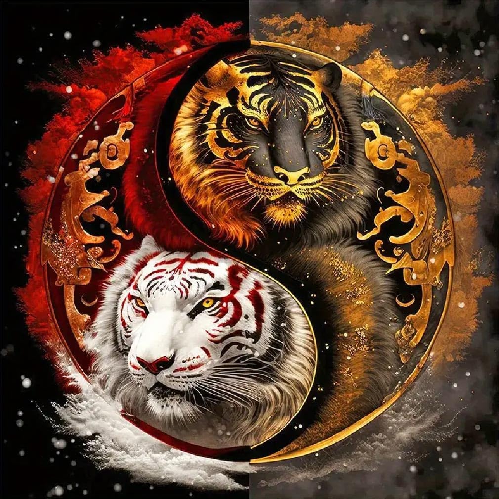 Amazon.com: JFYHAB Tiger Diamond Painting Kits-Taichi Tiger Diamond ...
