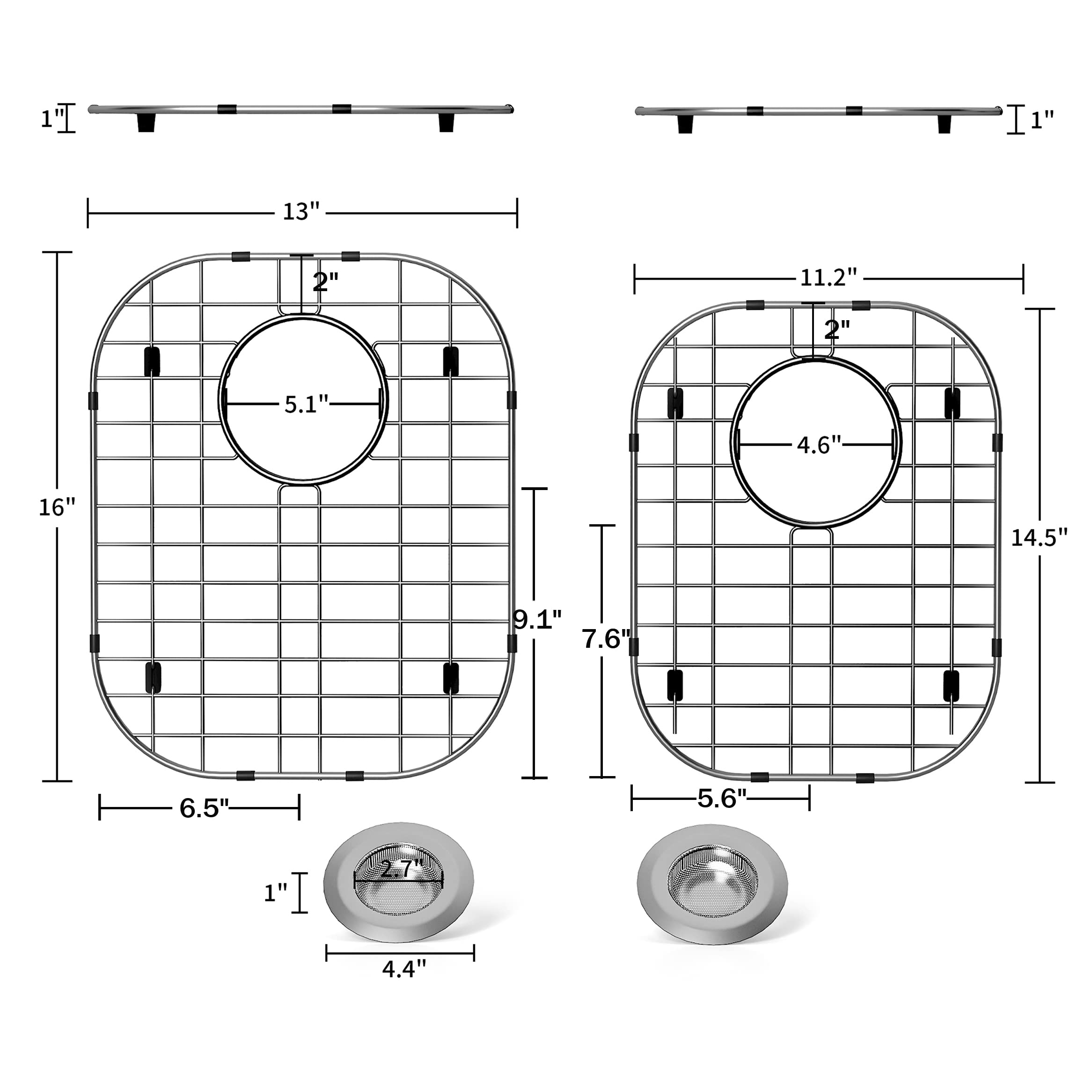 Snapklik.com : 2Pack Sink Protector Grid 13"x16"and 11.2"x14.5", 304 ...