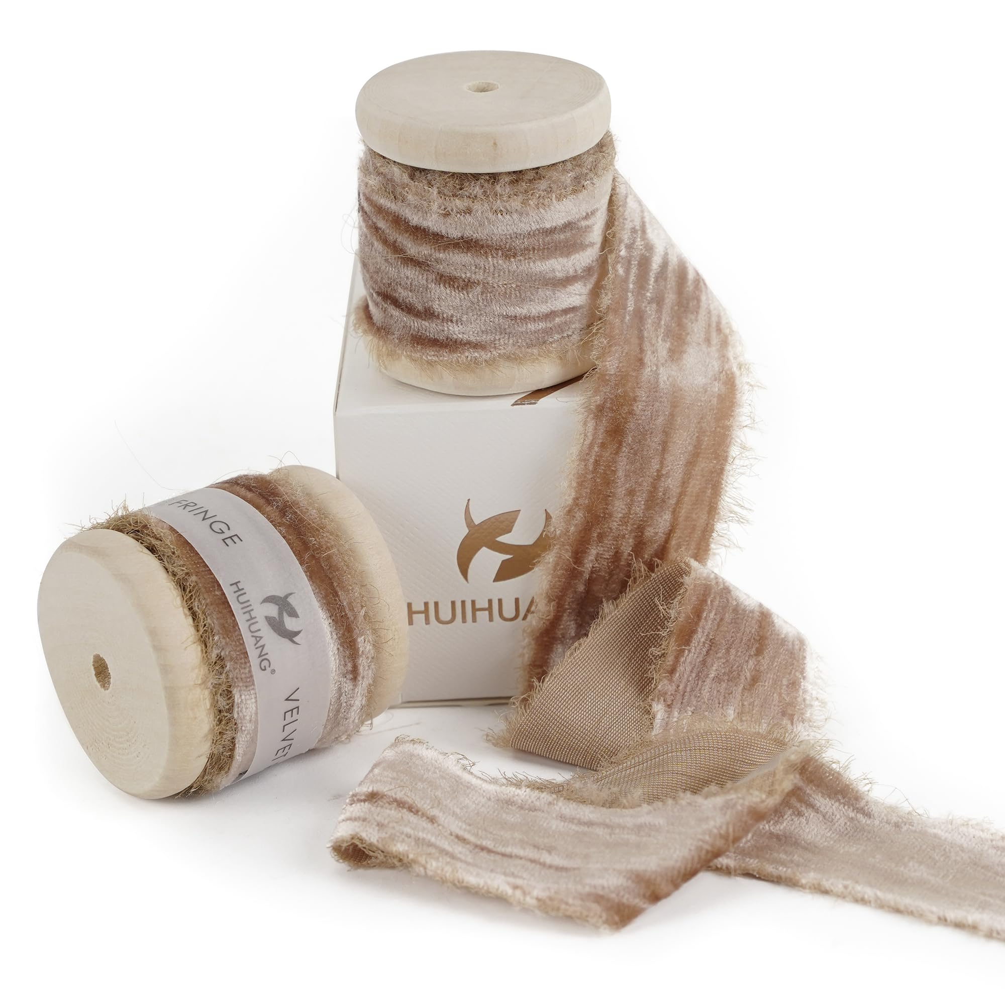 Amazon.com: HUIHUANG Camel Velvet Ribbon 1 inch Frayed Velvet Ribbon ...