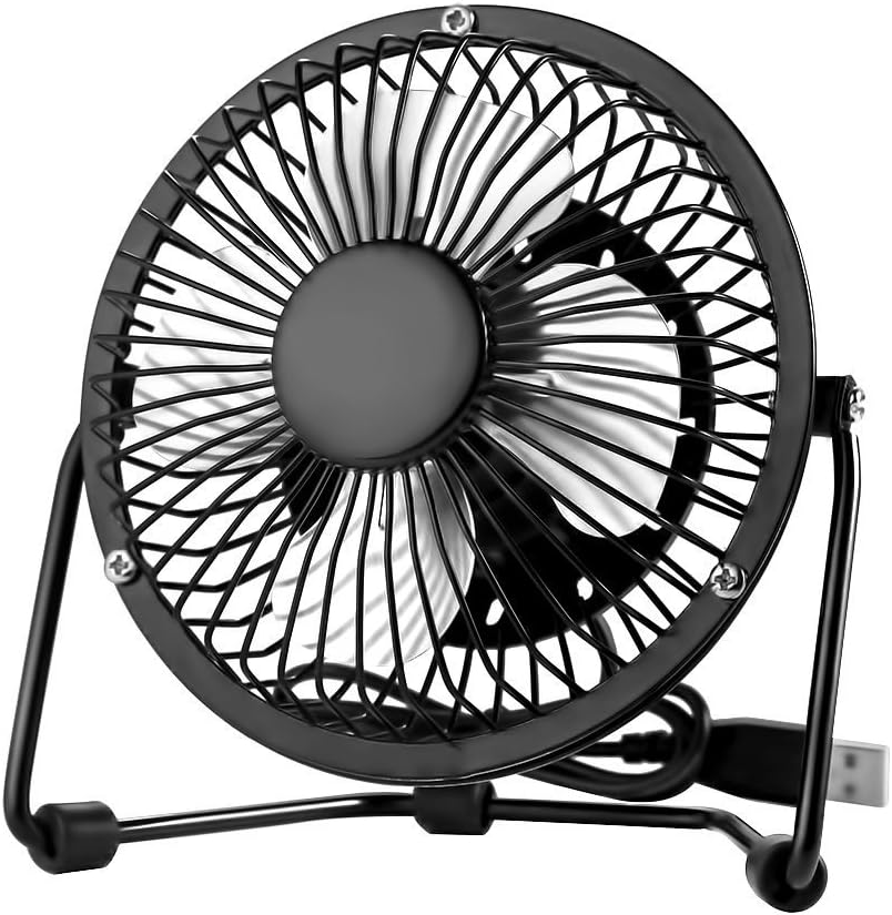 USB Mini Desk Fan Quiet Desktop Fan Electric Fans 4 inch 360° Rotation ...