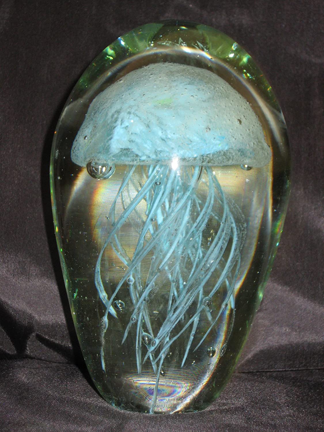 Amazon.com: Hand Blown Glass - Jellyfish Paperweight, Glow in The Dark ...