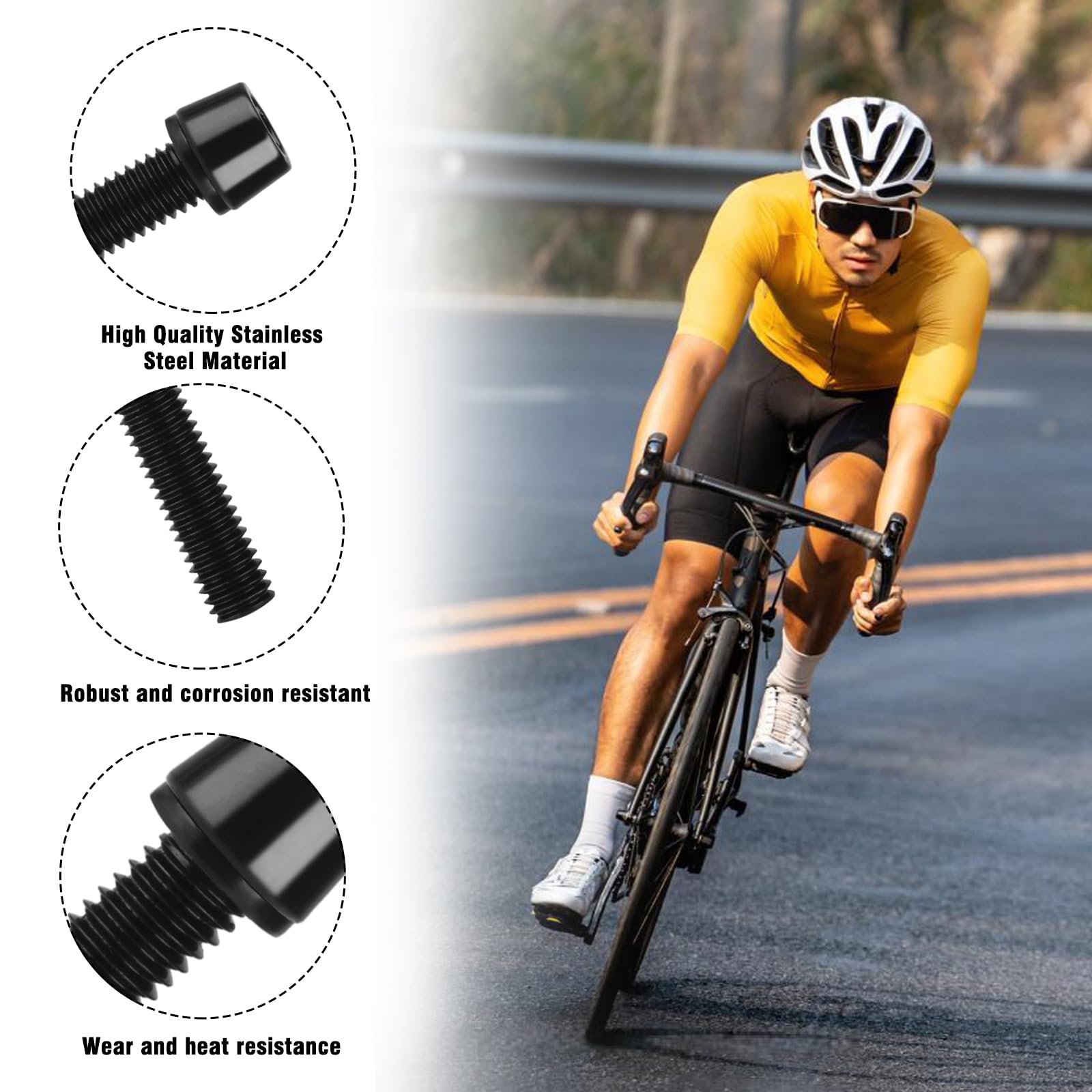 15 Piece Stem Bolts Kit, M5 x 20 mm Bike Bolts, Bicycle Stem Screw with ...