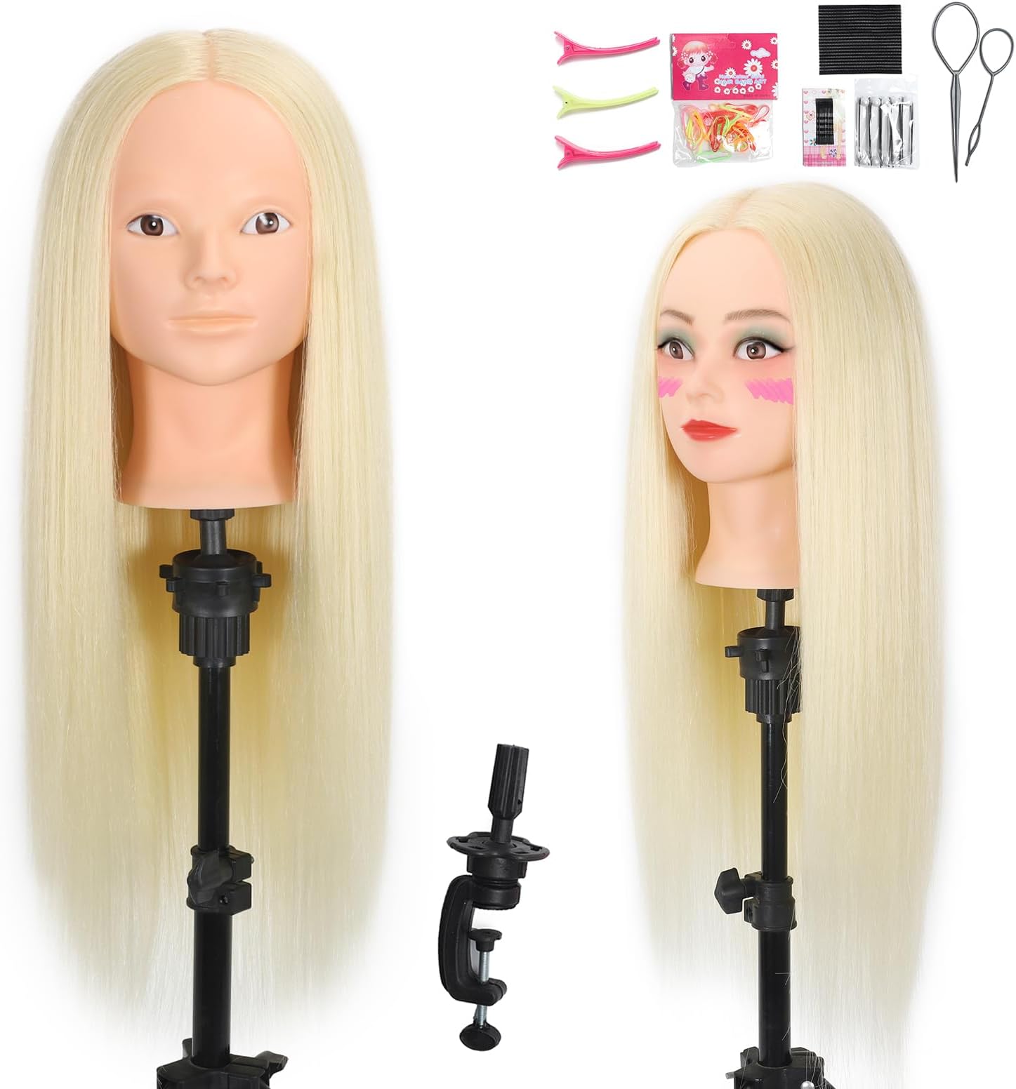 Amazon.com : ZOMOI Mannequin Head 70% Real Hair Cosmetology Mannequin ...