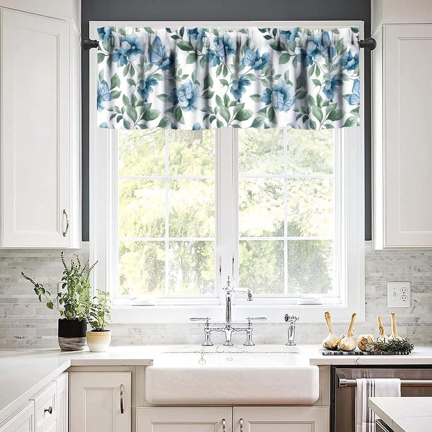 Amazon.com: Spring Valance Curtains Farmhouse Rustic Watercolor ...