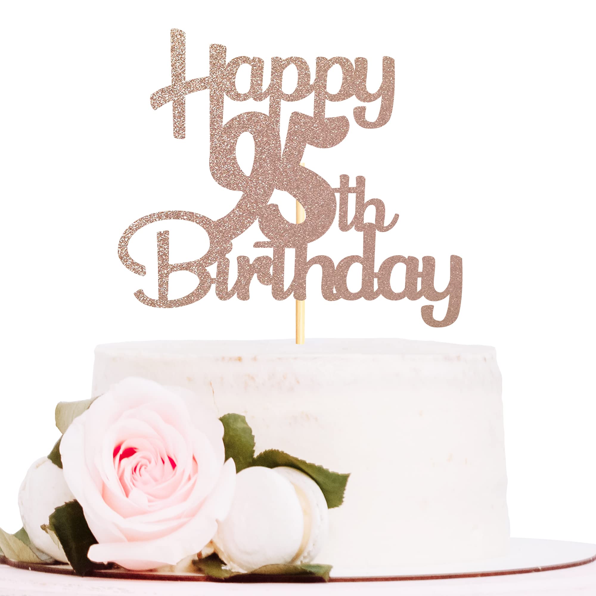Amazon.com: Sotpot Happy 95th Birthday Cake Topper Rose Gold Glitter ...