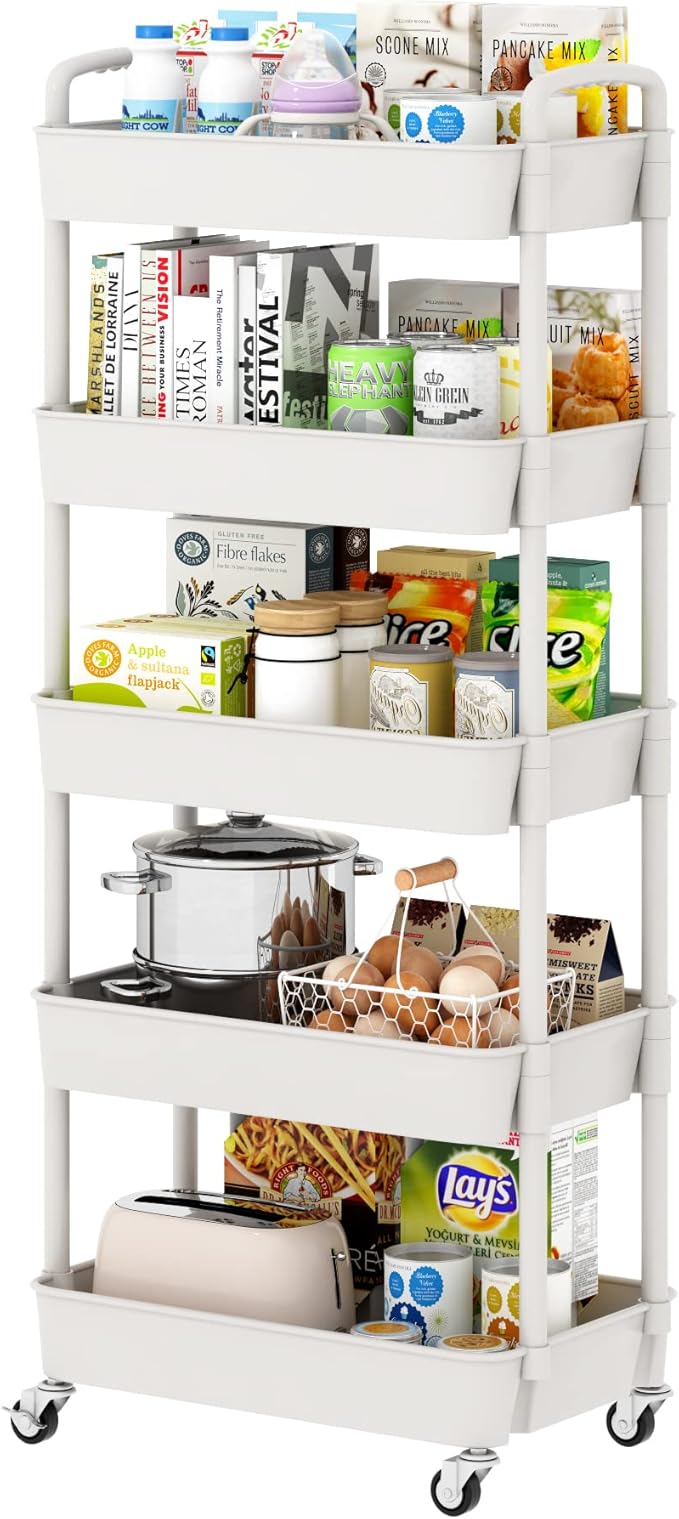 UDEAR 5-Tier Kitchen Rolling Utility Cart,Multifunction Storage ...