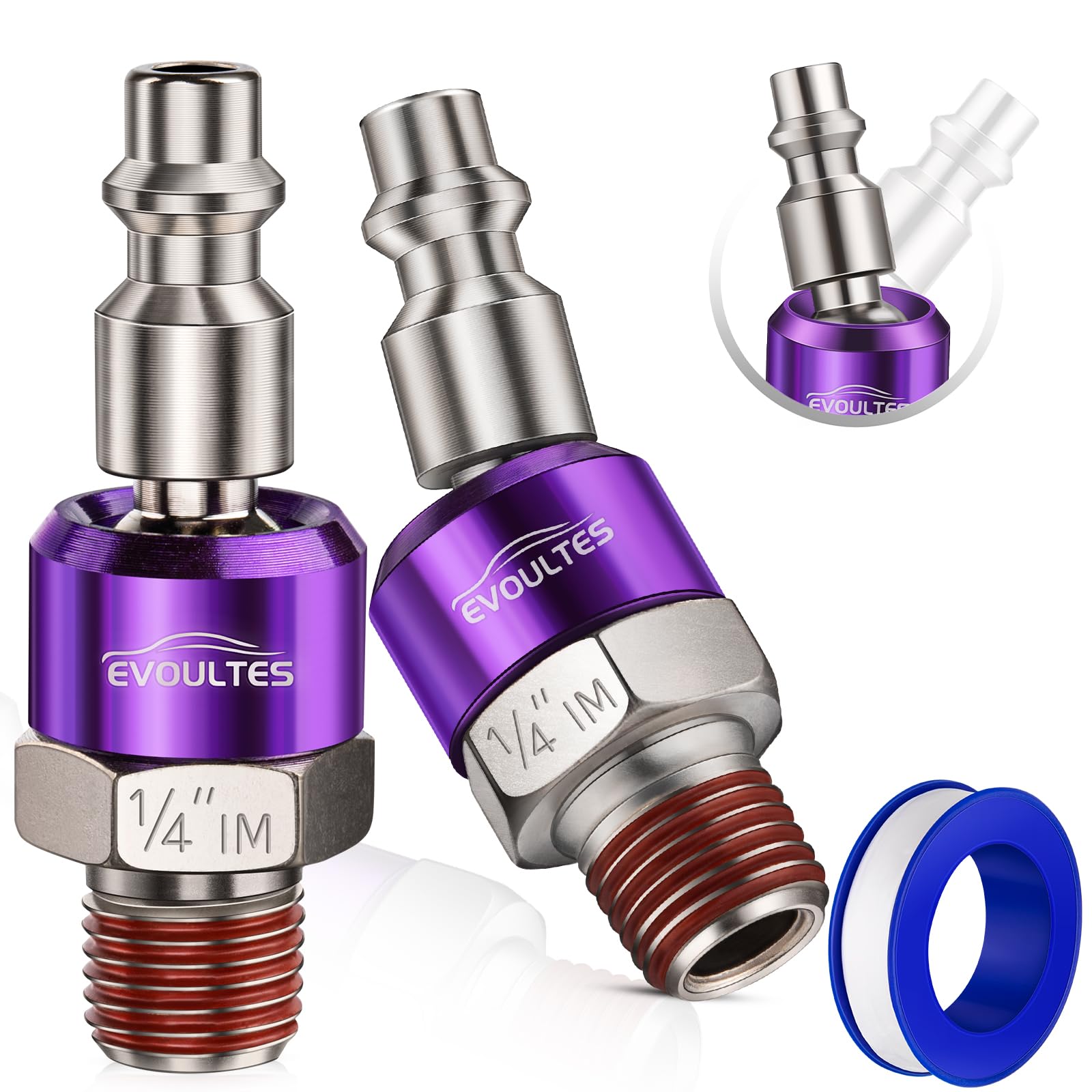 Snapklik.com : 2-Pack 1/4 Inch NPT Air Fittings, 360 Swivel Male Quick ...