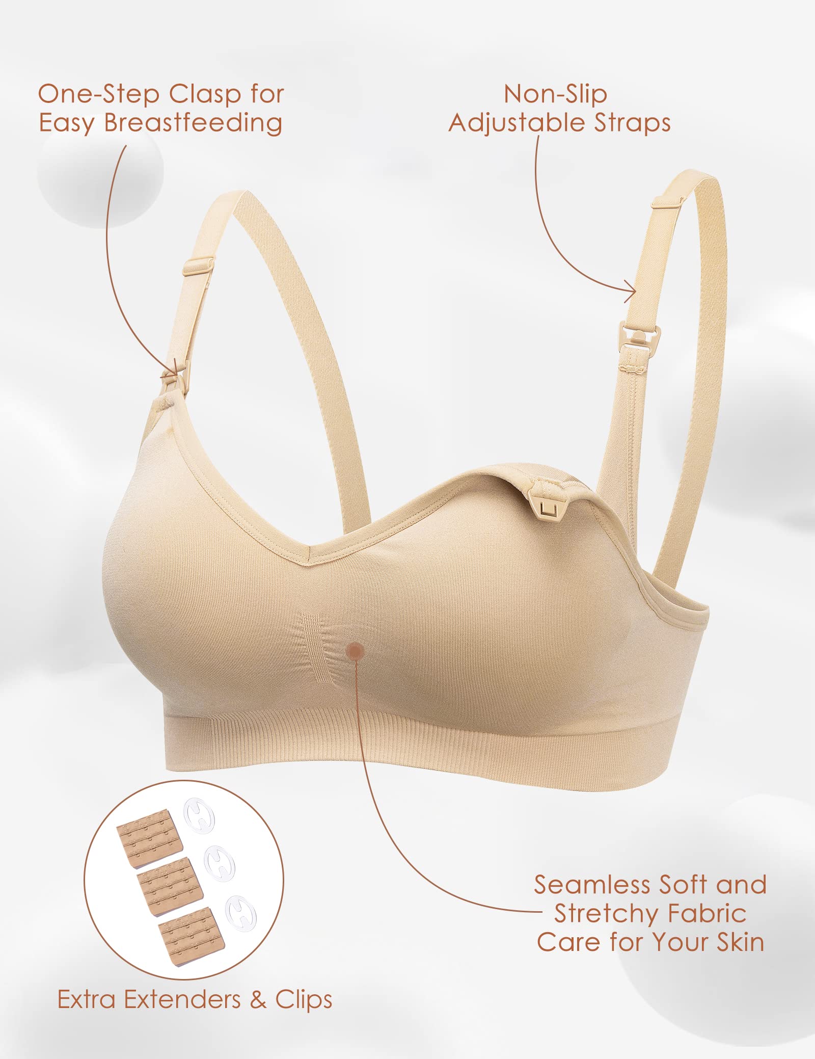 Snapklik.com : HOFISH Maternity Nursing Bras For Breastfeeding, 3 Pack ...