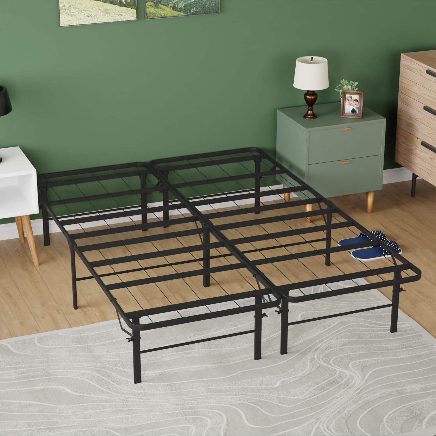PayLessHere Metal Bed Frame Foldable Metal Platform Mattress Foundation ...