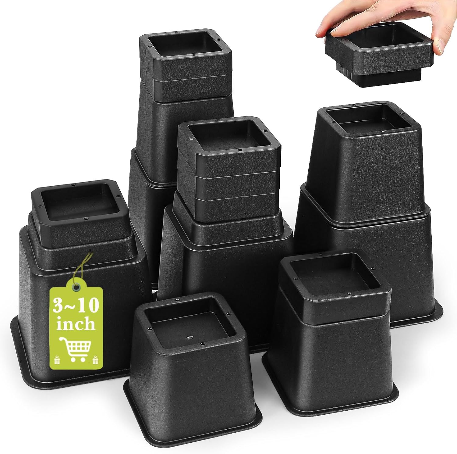 Amazon.com: 16 PCS Bed Risers 8, 5 or 3 Inch Heavy Duty, Adjustable ...