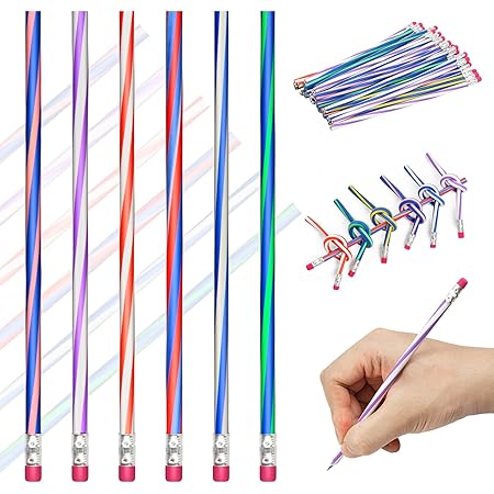 AHG 30 Pcs Soft Flexible Bendy Pencils Magic Bend Kids Children School ...