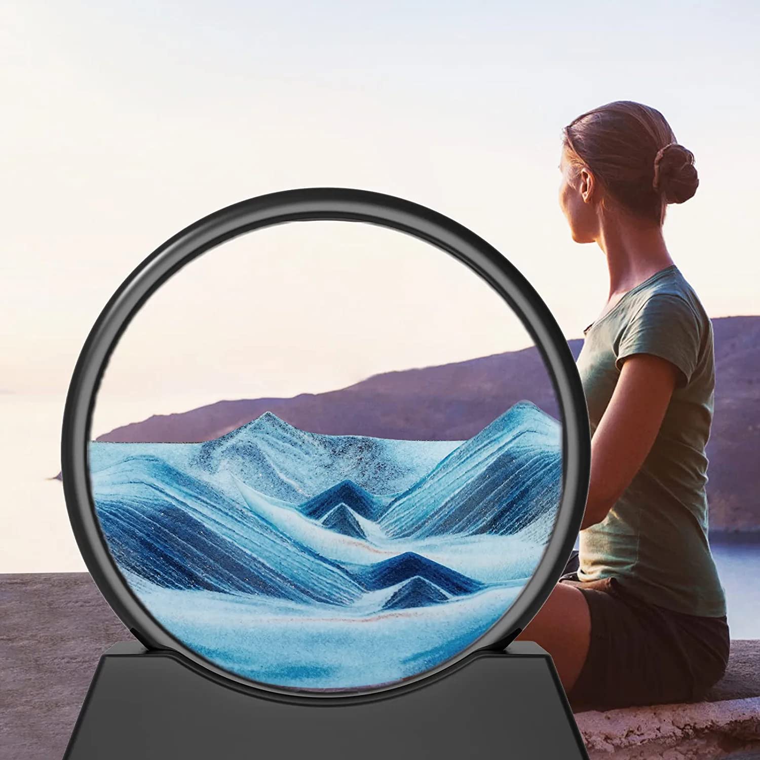 REOZA 3D Moving Sand Art Picture Decor, Deep Sea Sandscape Liquid ...