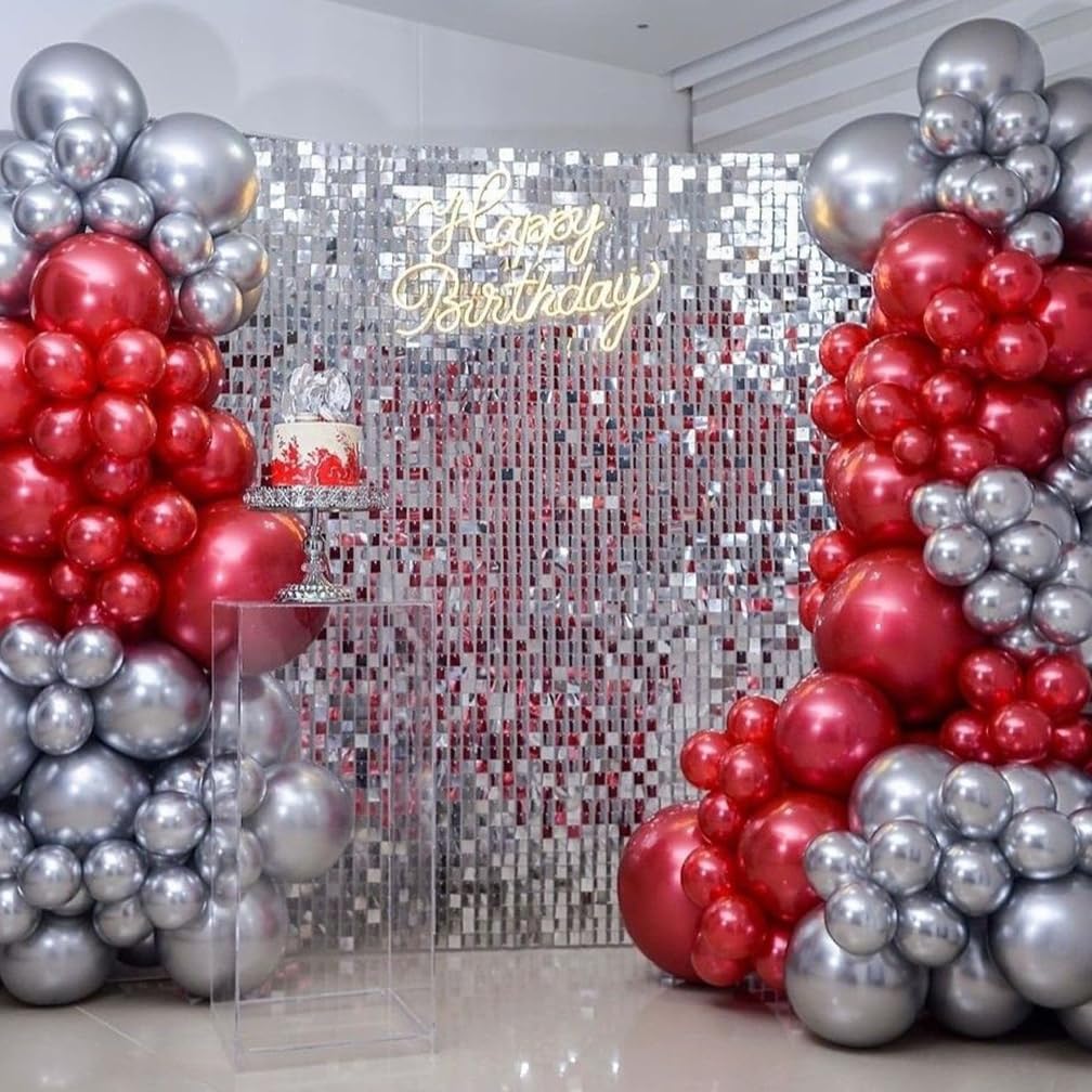 Amazon.com : Shimmer Wall Backdrop Silver Sequin Panel-24 Pieces Party ...