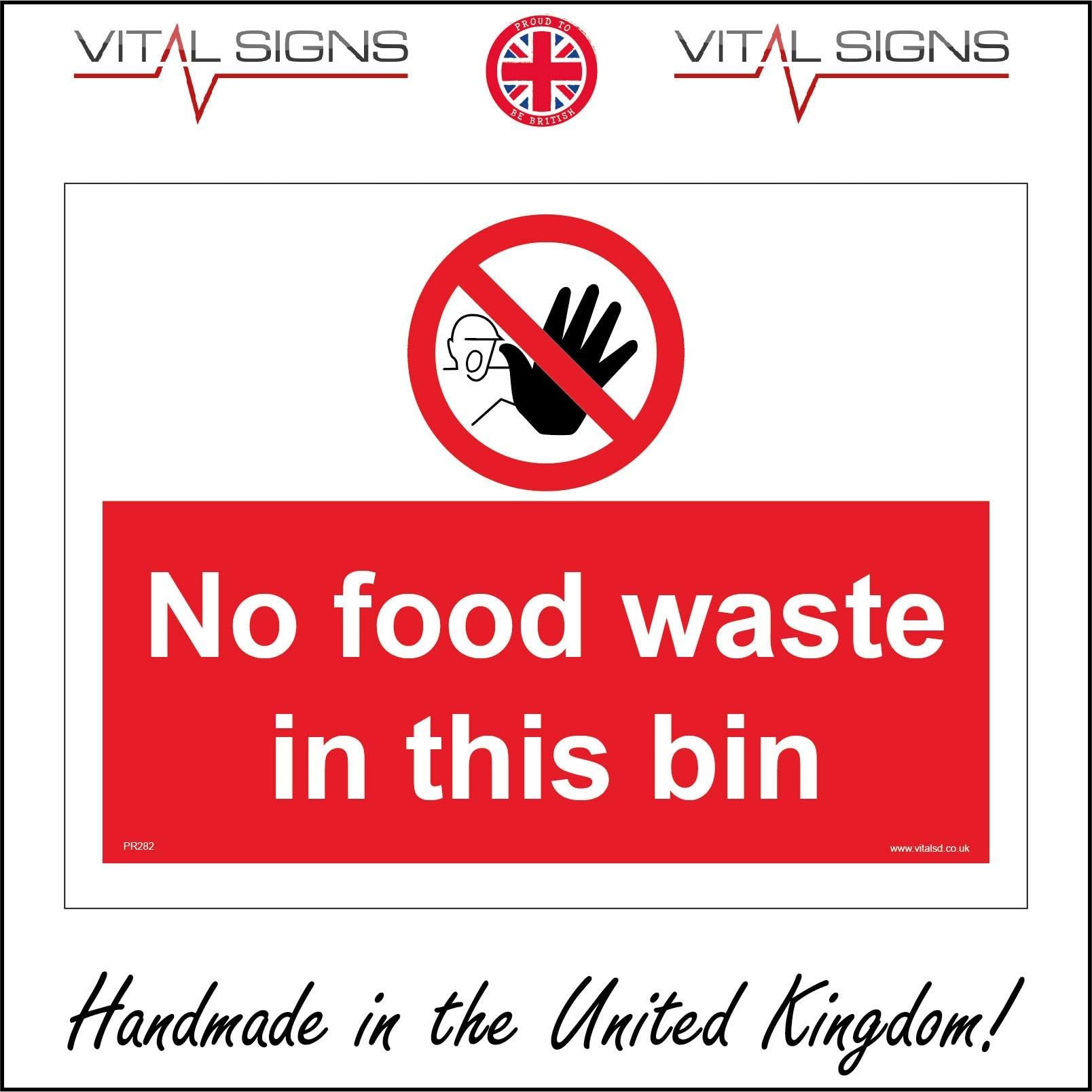 No food waste in this bin prohibition sign - Self adhesive sticker ...