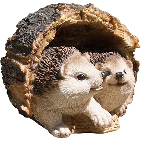 ProdBuy Home Cute Hedgehogs In Log Resin Garden Ornament : Amazon.co.uk ...