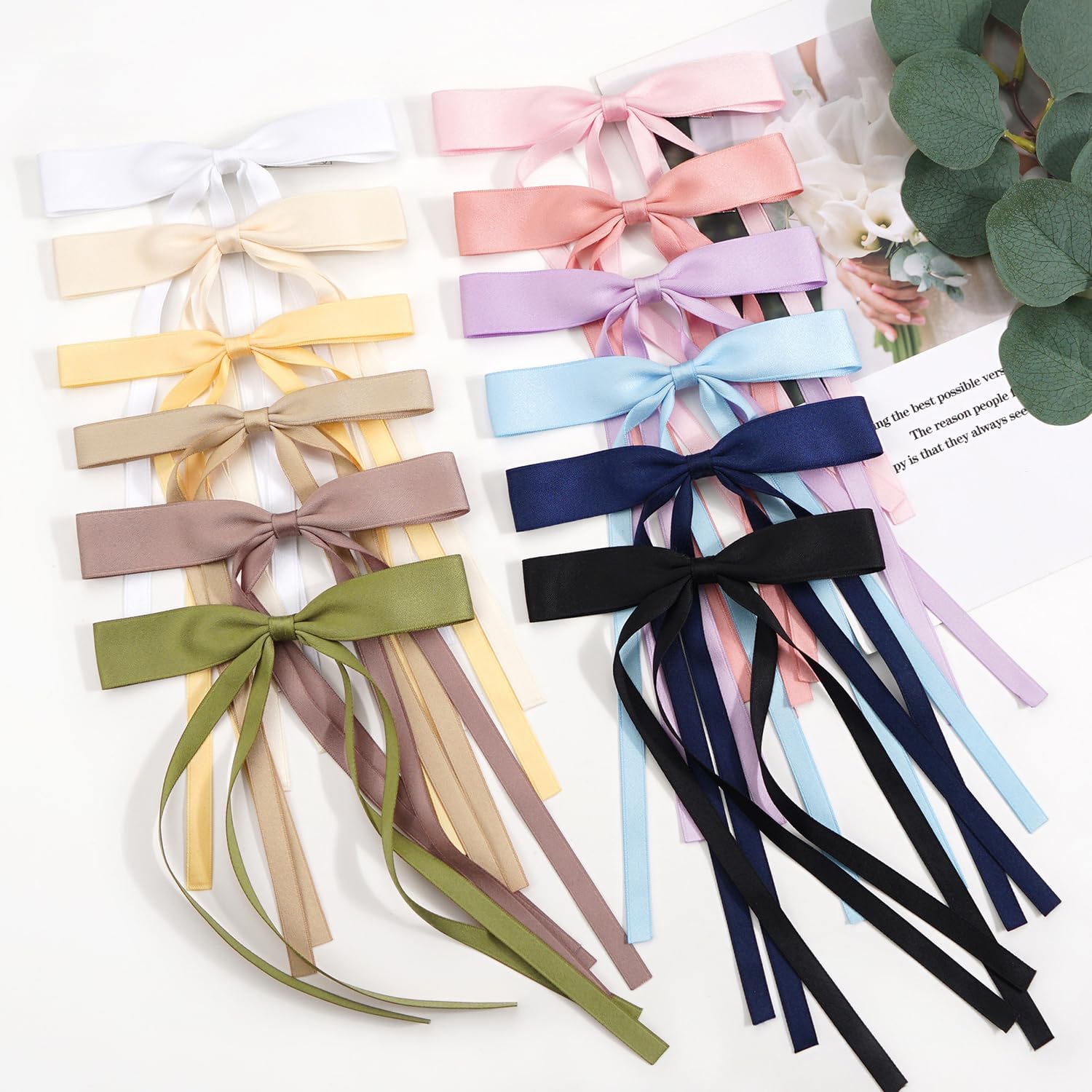 Eliongpu 12 pinzas para el cabello para mujer, cinta con borla, lazos ...